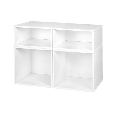 Niche Cubo Storage Set with 2 Full Cubes & 2 Half Cubes, White Wood ...
