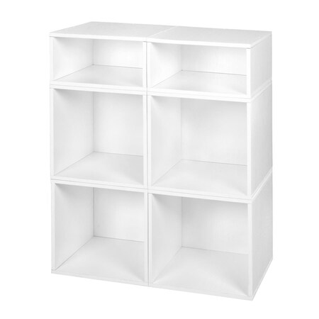 Niche Cubo Storage Set with 4 Full Cubes & 2 Half Cubes, White Wood ...