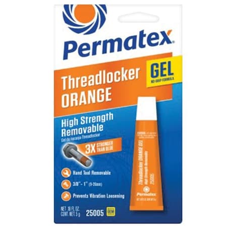 Permatex 5 gm High Strength Orange Threadlocker Gel PE441363 | Zoro