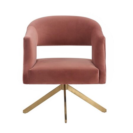 Safavieh Quartz Swivel Accent Chair, Dusty Rose & Gold SFV4736A | Zoro