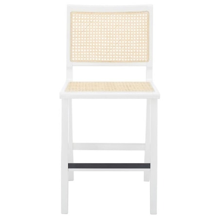 Safavieh Hattie French Cane Counter Stool White & Natural SFV4139C | Zoro