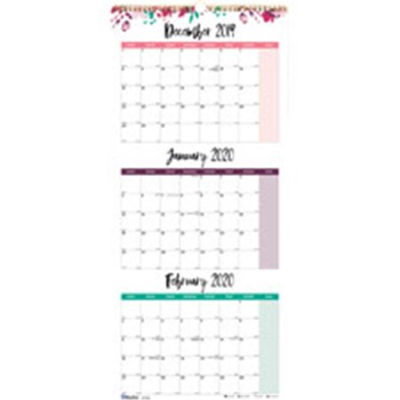 Davenport 3-Month Quick View Wall Calendar - Floral DA3749554 | Zoro