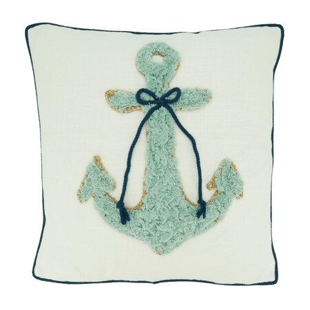 Rlm Distribution 18 in. Anchor Applique Square Throw Pillow with Poly ...