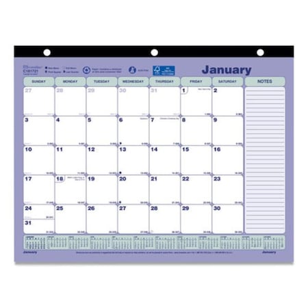 Supreme Supplies 11 x 8.5 in. Monthly Desk Pad Calendar, White, Blue ...