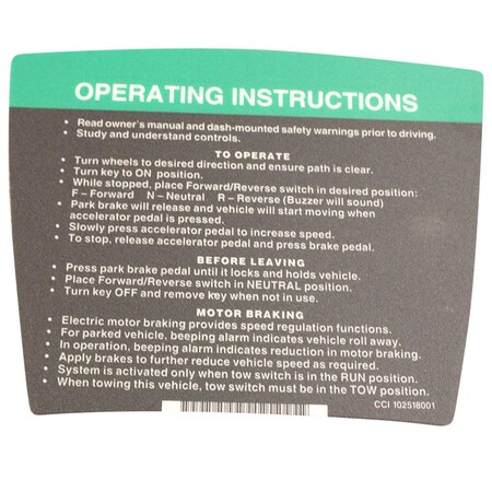 Stentensgolf StentensGolf OID200 Operating Instruction Decal Gas ...