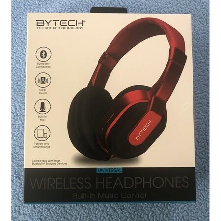 Bytech Bytech BYAUBO910RD Bluetooth Chrome Headphones; Red BYAUBO910RD ...