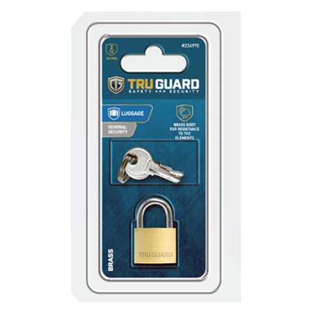 Master Lock 0.75 in. Tru Guard Solid Body Brass Padlock with Long Steel ...