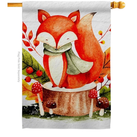 Patio Trasero 28 x 40 in. Autumn Fox House Flag with Fall Harvest ...