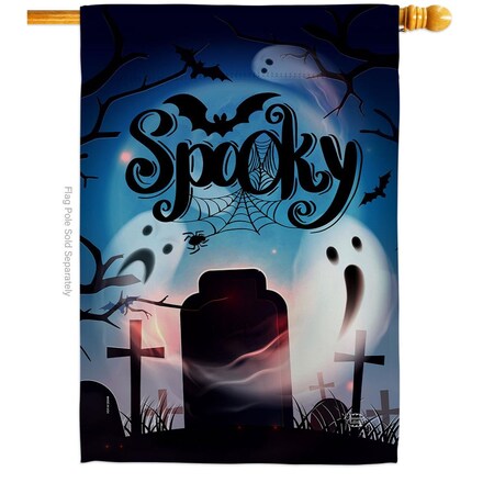 Cuadrilatero 28 x 40 in. Spooky Night House Flag with Fall Halloween ...