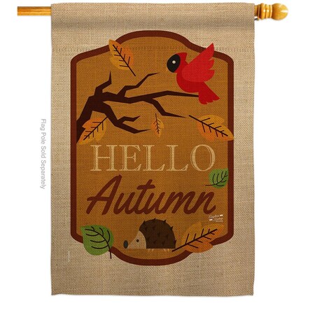 Patio Trasero 28 x 40 in. Hello Autumn House Flag with Fall Harvest ...
