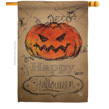 Cuadrilatero 28 x 40 in. Happy Halloween House Flag with Fall Double ...