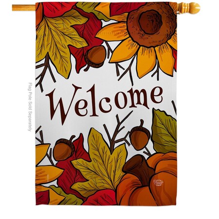 Cuadrilatero 28 x 40 in. Autumn Welcome House Flag with Fall Harvest ...