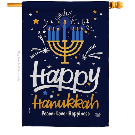 Cuadrilatero 28 x 40 in. Happy Hanukkah House Flag with Winter Double ...