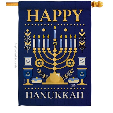 Cuadrilatero 28 x 40 in. Happy Hanukkah House Flag with Winter Double ...