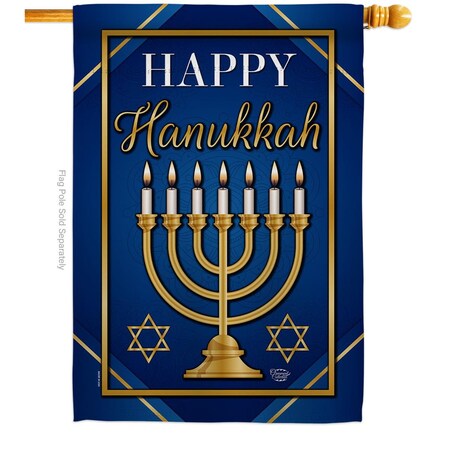 Cuadrilatero 28 x 40 in. Happy Hanukkah House Flag with Winter Double ...