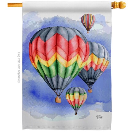 Cuadrilatero Summer Hot Air Balloon Summertime 28 x 40 in. Double-Sided ...