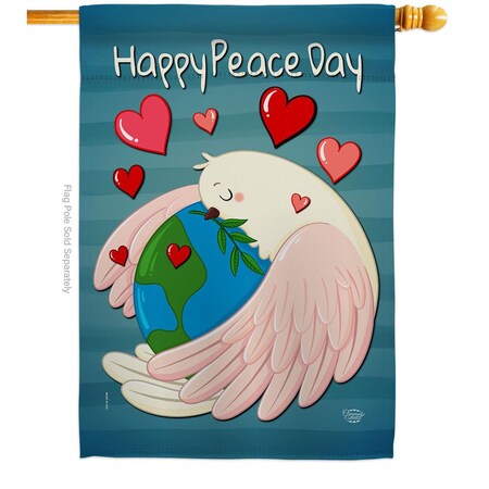 Cuadrilatero 28 x 40 in. Happy Peace Day House Flag with Double-Sided ...