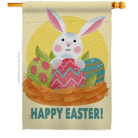 Cuadrilatero 28 x 40 in. Easter Bunny Fun House Flag with Spring Double ...