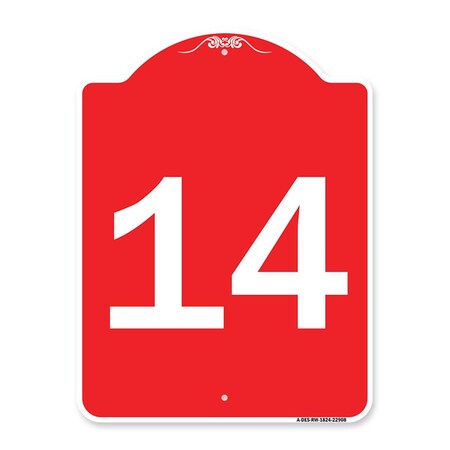 Amistad 18 x 24 in. Designer Series Sign - Sign with Number 14, Red ...