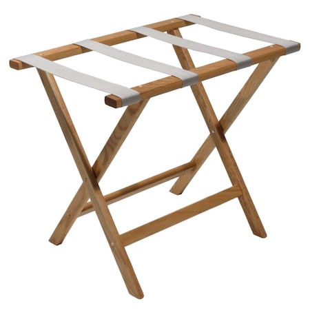 Vertex Deluxe Straight Leg Luggage Rack with Silver Straps - Light Oak ...