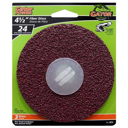 Gator Finishing Fiber Disc; 24 Grit - 0.875 x 4.5 in. 3074 | Zoro