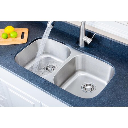 Wells Sinkware 33 in. 18 Gauge Undermount 50-50 Double Bowl Stainless ...