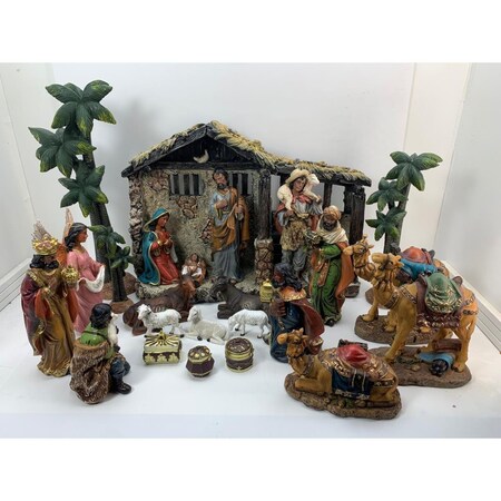 Queens Of Christmas Life Like Nativity Set, Black - 24 Piece QC-NAT-08 ...