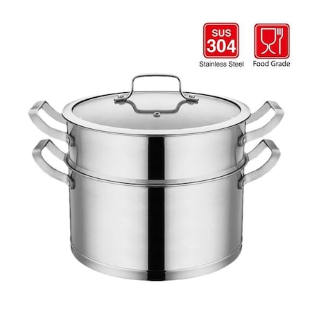 Boma Boma HY-BM-168-NC 6 qt. 3 Piece Stainless Steel 2-Tier Pasta ...