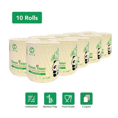 Hytx HYTX HY-HX3140G10-YL Bamboo 3-Ply Bathroom Tissue & Toilet Paper ...