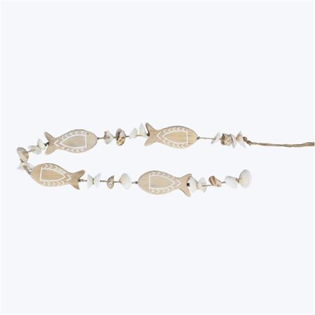 Youngs Wood Fish Garland with Shells 61649 | Zoro