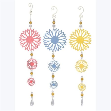 Youngs Metal Garden Flower Crystal Dangle Decor, 3 Assorted Color 73708 ...