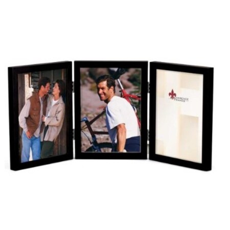 Lawrence Frames 4x6 Hinged Triple Black Wood Picture Frame - Gallery ...