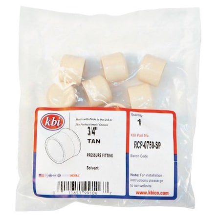 Kbi RCP-0750-SP CPVC Cap 0.75 in. Slip, 10PK KB9865 | Zoro