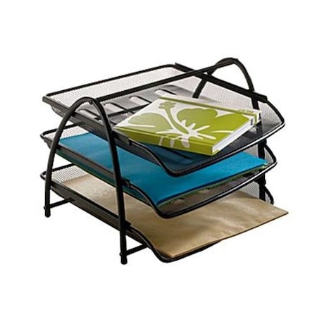 Alba Alba MESHTRAY3N Black Mesh Tray with 3 Draws Desktop Letter Tray ...