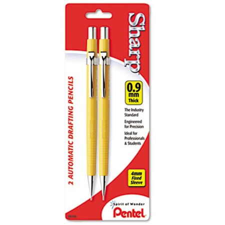 Pentel Pentel P209BP2-K6 Sharp Automatic Pencil 0.9 mm Yellow Barrel 2 ...