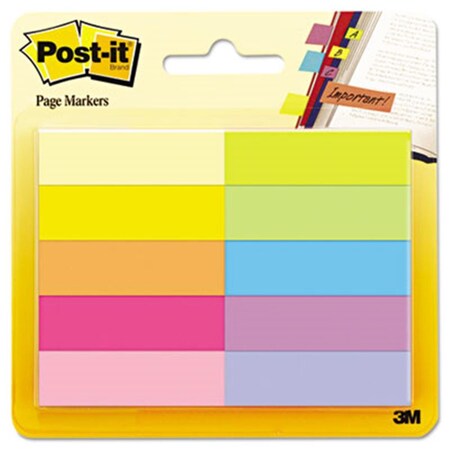Post-It Sticky note Page Markers Five Assorted Bright Colors 10 Pads of ...