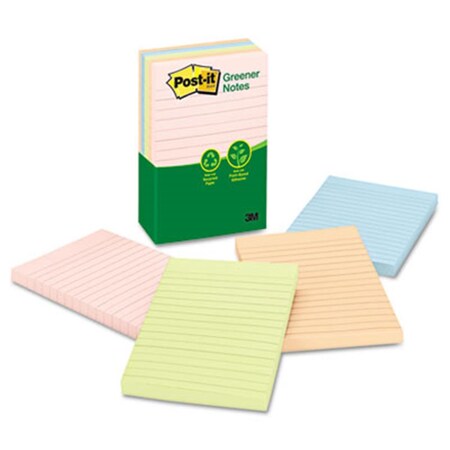 Post-It Sticky note Greener Notes Recycled Notes- 4 x 6- Four Pastel ...