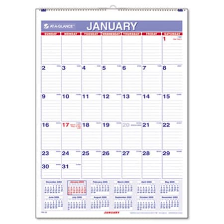 At-A-Glance At-A-Glance PM128 Ruled Daily Blocks Monthly Wall Calendar ...