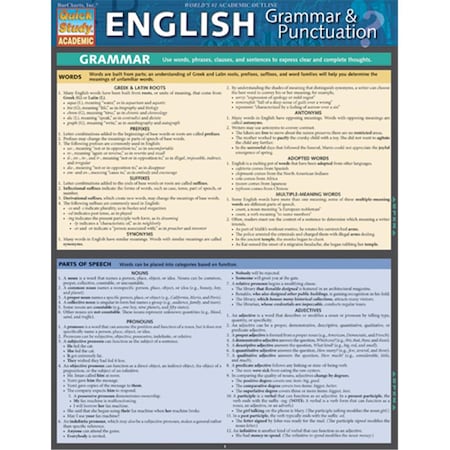 Barcharts English Grammar & Punctuation Quickstudy Easel 9781423218654 ...