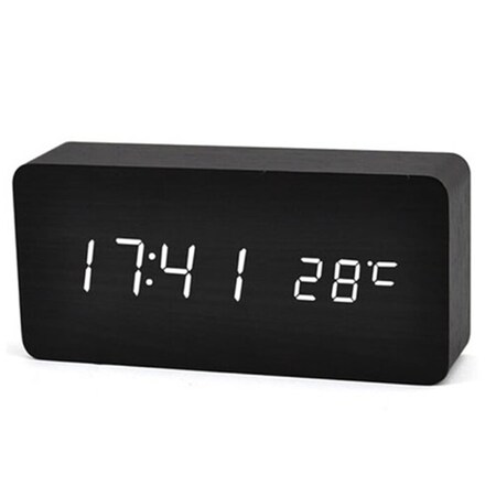 Baldr Wooden Alarm Digital Desk Clock- White CL0929BW1 | Zoro