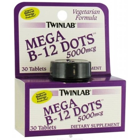 Twinlab Twinlabs 80620 Mega B-12 Dots 5000 mcg Dietary Supplement ...