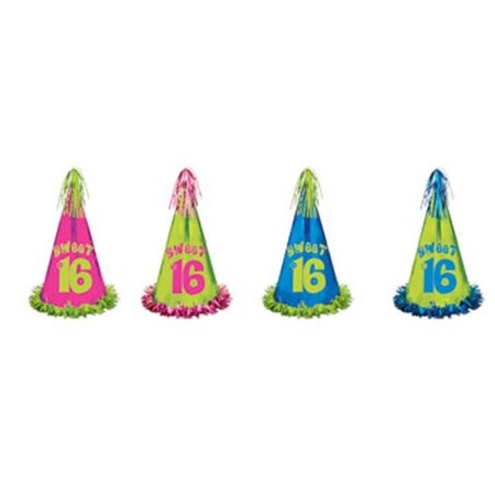 Beistle Co Beistle 60622 - Fringed Foil Sweet 16 Birthday Party Hats ...