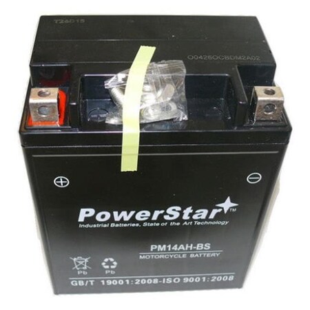 Batteryjack BatteryJack PM14AH-BS-03 PowerStar YTX14AH - BS ATV Battery ...