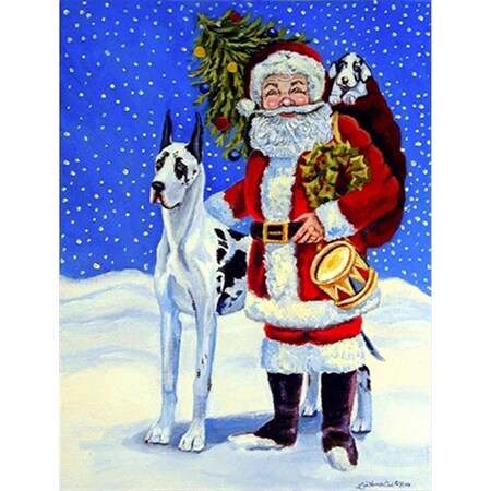 Patioplus Harlequin Great Dane With Santa Claus Flag - Garden Size ...