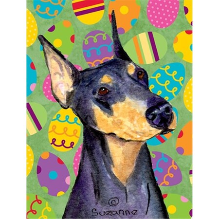 Patioplus 11 x 15 in. Doberman Easter Eggtravaganza Garden Size Flag ...