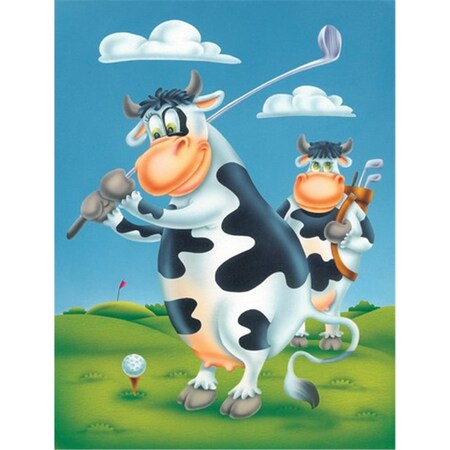 Patioplus Cow Playing Golf Flag Canvas House Size PA2923315 | Zoro