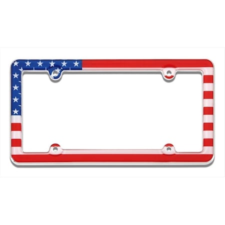 Striker USA Flag License Plate Frame, Chrome ST55961 | Zoro