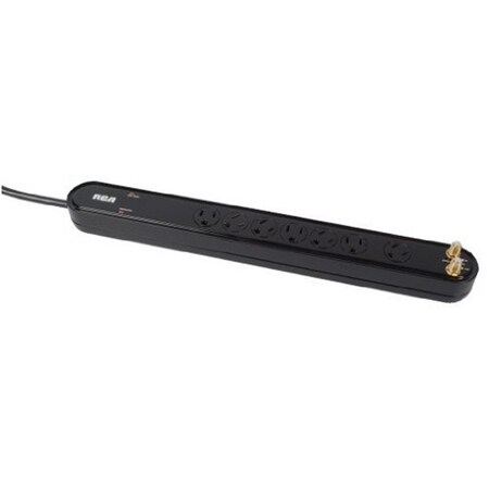 Spark 7-Outlet Surge Protector with Coax Protection - Gloss black ...