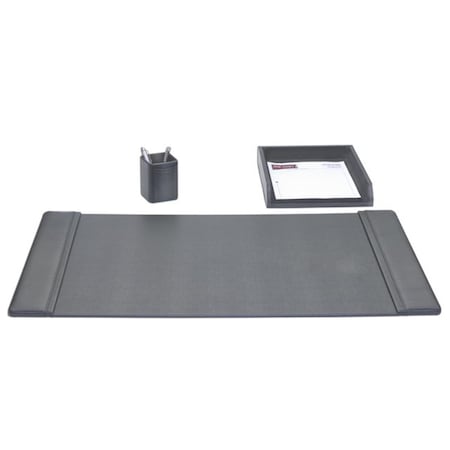 Workstation Black Leather Desk Set, 3PK TH271834 | Zoro