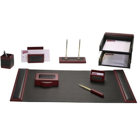 Workstation Rosewood & Leather 10-Piece Desk Set, 10PK TH264276 | Zoro